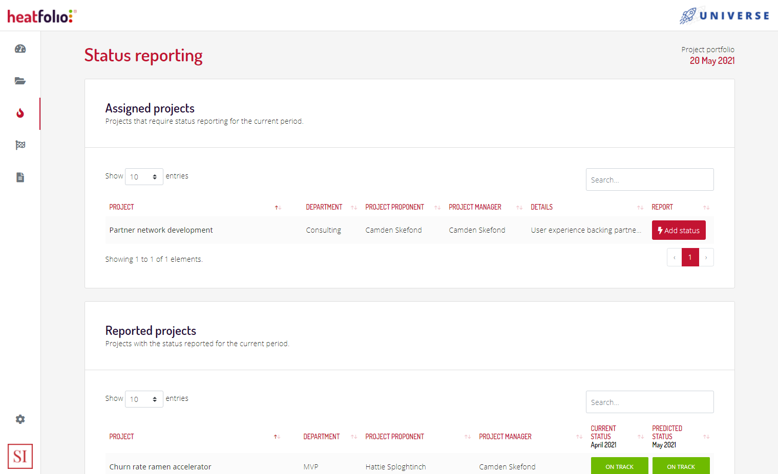 Submitting project status | heatfolio